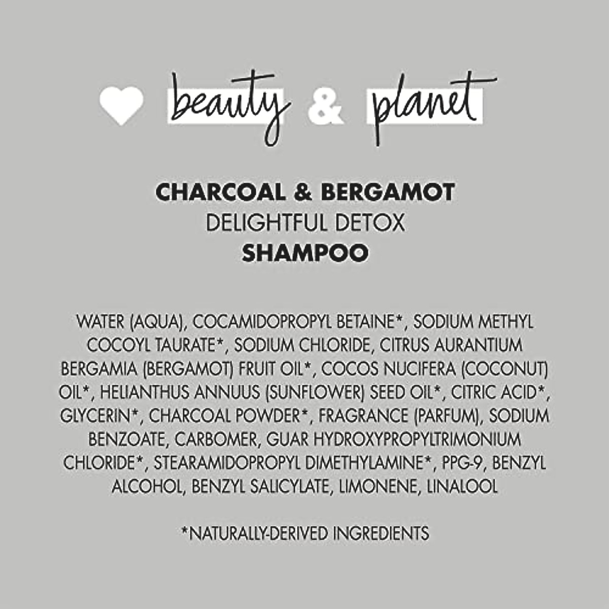 Love Beauty and Planet Delightful Detox Daily Clarifying Sulfate-Free Shampoo Charcoal and Bergamot Cleansed Hair Care Silicone-free, Paraben-free, Vegan Shampoo 32.3 oz
