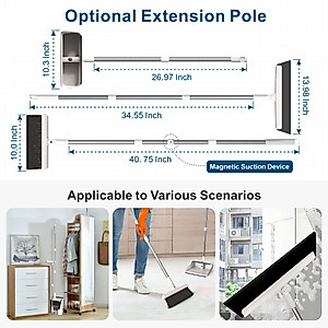 Broom and Dustpan Sets, 2 Pack Upright Brooms and Dustpans with 2 Broom Hooks, with Long Handle for Home Kitchen Lobby Floor Cleaning Supplies with Extension Pole