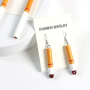 YUNXI 2 Pairs Harajuku Creative Funny Cigarette Butt Drop Dangle Earrings Wacky Lifelike Cigarette Earrings for Women Unisex Cool Punk Jewelry (Silver)
