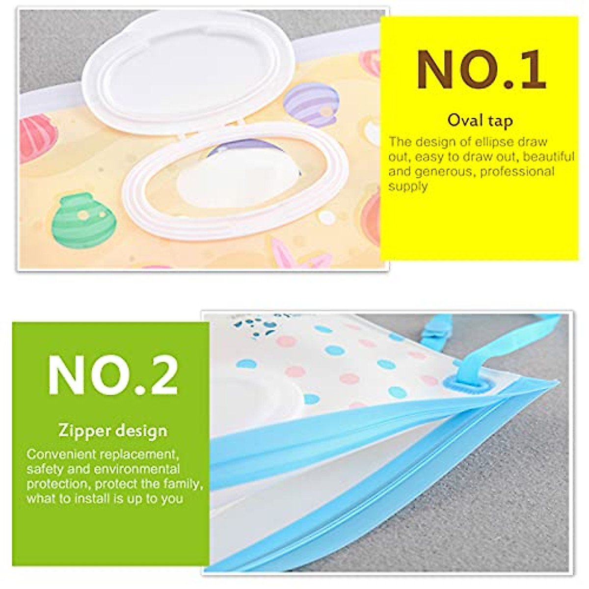 6 Pack Baby Wet Wipe Dispenser, Portable Refillable Wet Pouch Bags Baby Wipe Container, Baby Travel Wipes Holder Carrying Case (Color2)