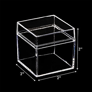 Okllen 36 Pack Acrylic Square Cube, Small Clear Box with Lids, Treat Gift Boxes Candy Storage Container for Cosmetics, Makeup, Jewelry, Party Favor, 2x2x2 Inches