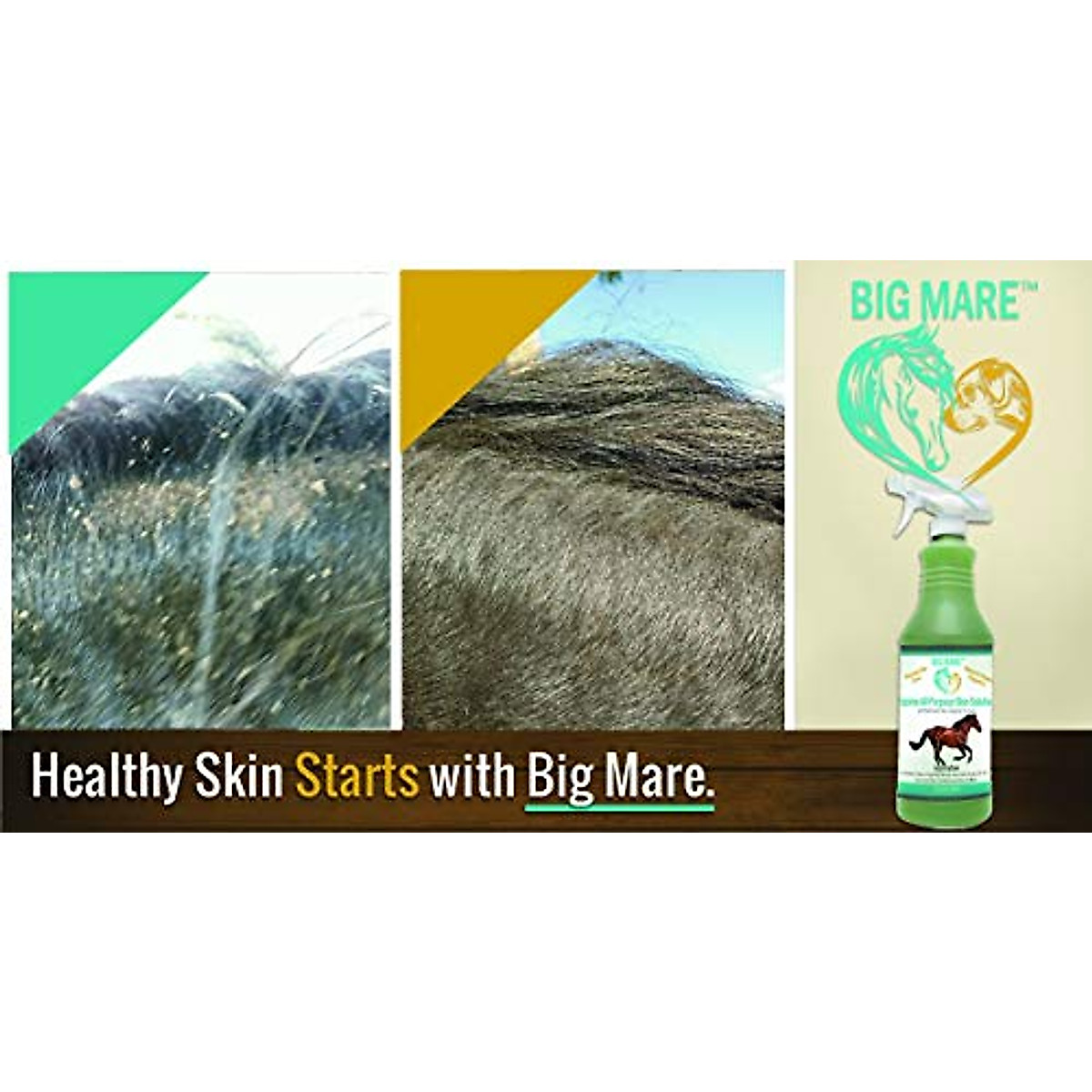 Big Mare All Purpose Horse Skin & Wound Care | 32oz Bottle | First Aid: for Girth Itch, Crud, Itchy Manes & Tails & Hair Loss | Veterinarian Approved & Recommended