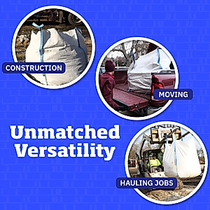 DURASACK Heavy Duty Builder's Bulk Bags 200-Gallon White Woven Polypropylene Contractor Trash Bags for Demo and Construction, Holds up to 2200 lbs, Open Top