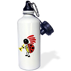 3dRose Funny Cool Dancing Ladybug Playing Horn Kokopelli Dancer - Water Bottles (wb-362925-1)