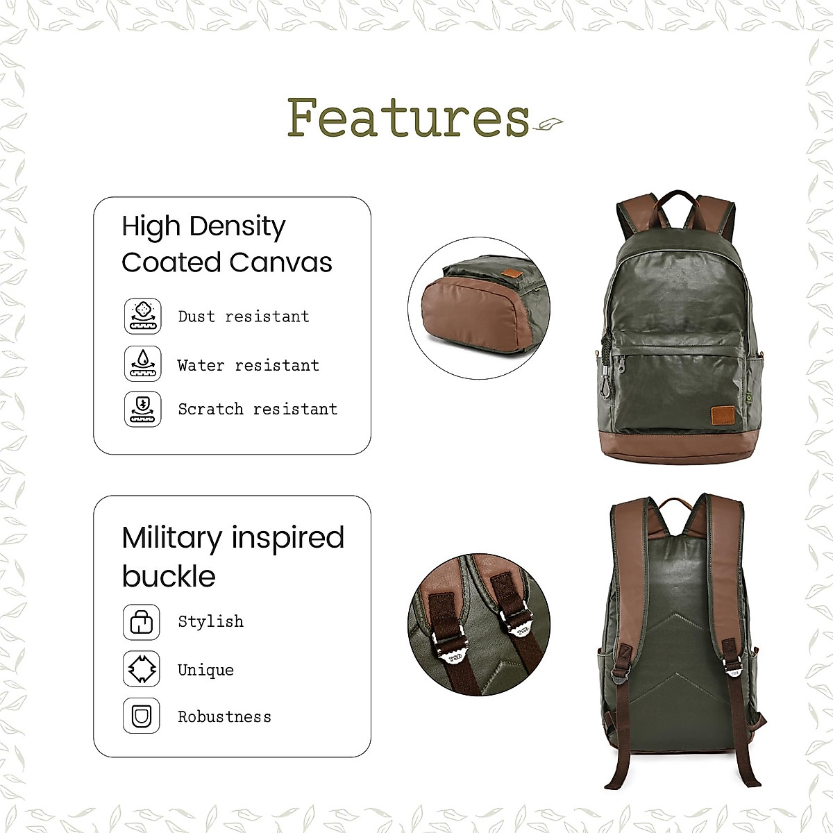 TSD Urban Canvas Backpack,Durable Hiking Lightweighted Casual Daypack Backpacks,Sturdy Travel Backpack Perfect for Work and Travel