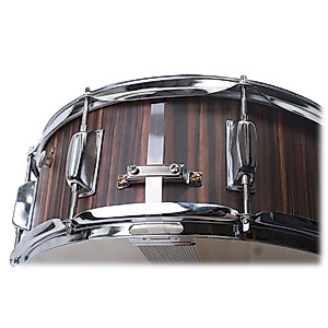 Snare Drum by GRIFFIN | 14" x 5.5" Black Hickory PVC & Coated Head on Poplar Wood Shell | Acoustic Marching Percussion Instrument Set, Drummers Key, 8 Metal Tuning Lugs & Snare Strainer Throw Off Kit