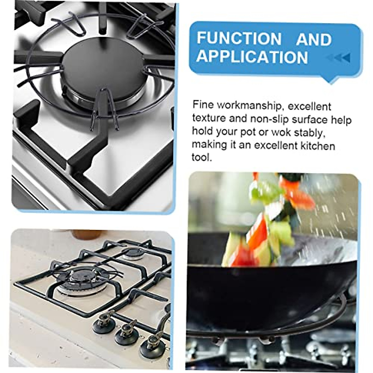 VILLCASE Shelf for Stove Iron Shelf Brackets Tool Stand 4pcs Non- Pot Rack Wok Accessories Gas Stove Support Gas Stove Accessory Black Iron Gas Stoves Tool Pan Holder Oven Accessories