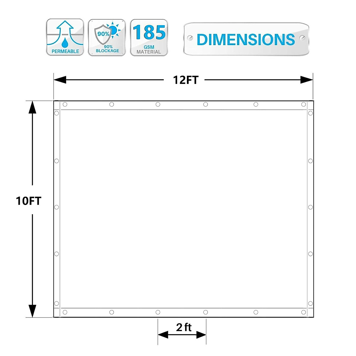 FAIR WIND Shade Cloth 90% Sun Shade Fabric Privacy Screen Shade Cover Patio Canopy with Grommets Shade Net for Garden Outdoor Pergola 10 x 12 FT - Grey