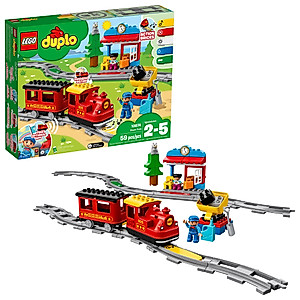 LEGO DUPLO Town Steam Train Set - Battery Powered Remote Control Train Toys for Toddlers - Learning Toy for Boys, Girls, and Kids 2-5 - Gifts for Birthdays & Holidays - 10874