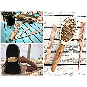 Hair Brush, Hair Comb and Nail File - Hair Brush Set | Detangling Hair Brush, Hair Brush for Women | Rat Tail Comb, Teasing Comb | Double Sided Nail File