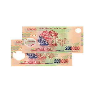 2 x 200,000 VND, Uncirculated Banknotes. Total 400,000