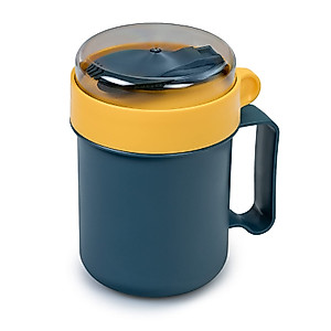 Chiir Microwave Soup Mugs with Lids, Microwave Safe Mug for Ramen Noodles, Soup, Beverages, 17.63 Ounces, 2-Tone, Yellow, Navy