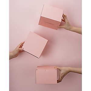 JTRF Corrugated Cardboard Gift Boxes with Lids – 10-Pack Recyclable Cardboard Boxes for Gifts, Invitations, Organization Sturdy Kraft Boxes – Gift Boxes Bulk Pack (8 x 8 x 4) (Pink)