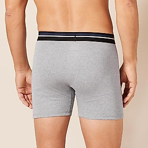Amazon Essentials Mens Underwear Boxer Briefs, Comfortable Cotton, Tag-Free, Pack of 5, Black/Charcoal/Grey Heather, Large