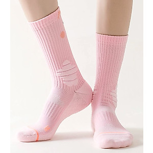Angelteers Functional Sports Socks Animal Athletic Crew Socks for Women Big Kids (US, Alpha, One Size, Regular, Regular, Pink Cartoon Pig)