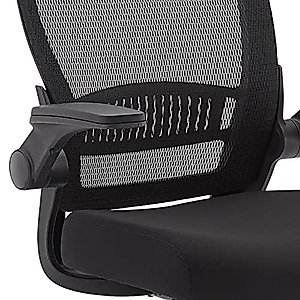 Amazon Basics Ergonomic Adjustable High-Back Mesh Chair with Flip-Up Arms and Headrest, Upholstered Mesh Seat - Black