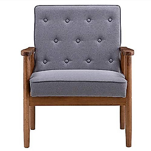 TECHSOUK Modern and Simple Design Sofa, Button Tufted, Rubber Wood Solid Wood Frame, Walnut Color handrail (75 x 69 x 84) cm