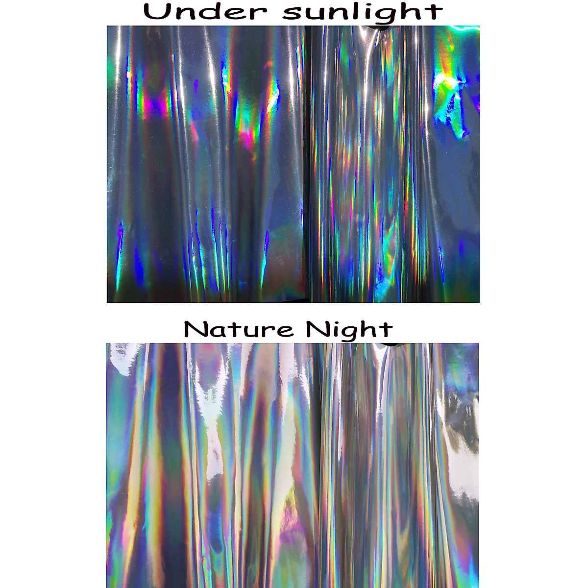 Laser Leather Holographic Vinyl Fabric Reflective Faux PU Leather for Clothing Bags DIY Bow Craft 11.8x53"