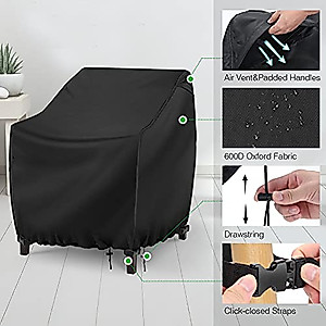 WonToper Patio Chair Covers, Waterproof 600D Heavy Duty Outdoor Lawn Furniture Covers 2 Pack, Black (35''Wx38''Dx31''H)