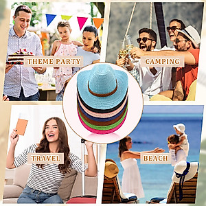 Suhine 15 Pcs Straw Cowboy Hat for Men Women Colorful Western Party Hat Bulks Sun Protection Hat Wide Brim Cowgirl Hat for Summer Beach Adventure Fishing Camping Garden Yard, 15 Colors