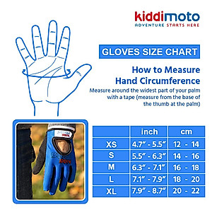 Kiddimoto Kids Cycling Gloves| Anti-Slip Kids Bike Gloves for Boys and Girls| Full Finger Kids Mountain Bike Gloves for BMX, MTB Riding, Gymnastics, Scooters, Skateboard, Rollerblade.
