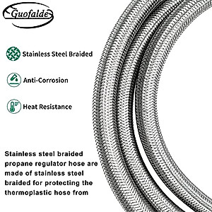 GUOFALDE 5 Ft 0-30 PSI High Pressure Adjustable Propane Regulator with Gauge, 60’’ Hose QCC1/Type1 to 3/8" Female Flare, for Turkey Fryer, Grill, Gas Burner, BBQ Fire Pit