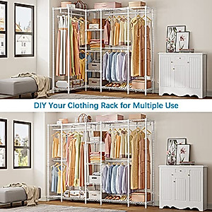 VIPEK Wire Garment Rack Heavy Duty Clothes Rack, Large Portable Wardrobe Rack Freestanding Clothing Rack Clothes Storage Organizer Closet for Bedroom, 89.8" Lx15.7 Wx76.4 H, Max Load 1300lbs, White
