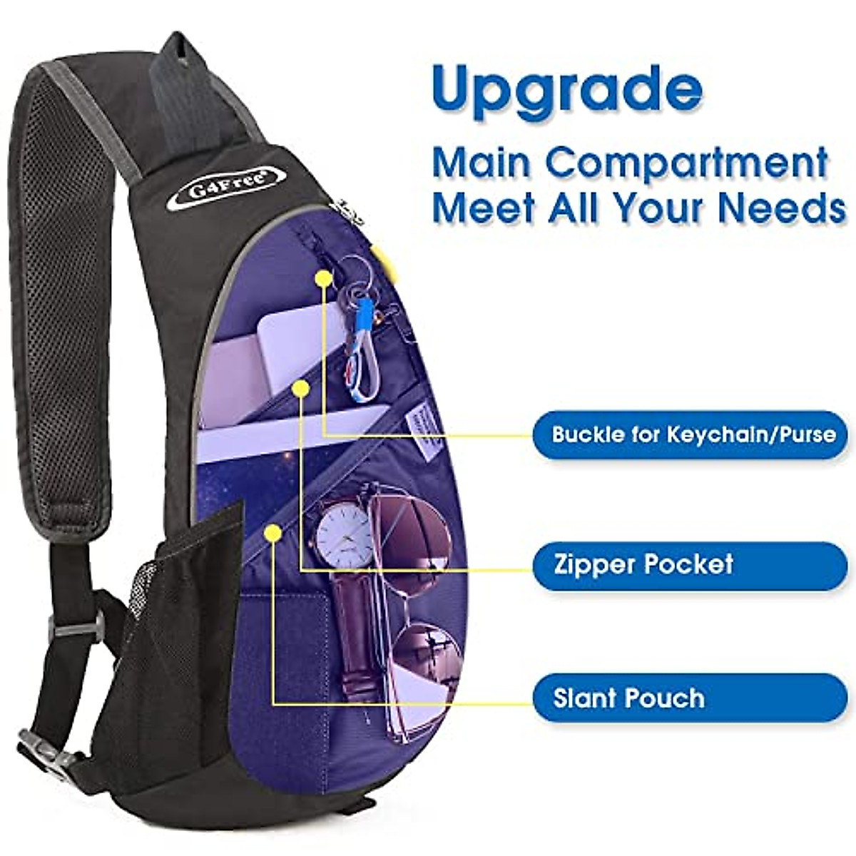 G4Free Sling Bags Men Small Chest Sling Backpack+RFID Sling Bag Crossbody Sling Backpack for Men Women Hiking Outdoor