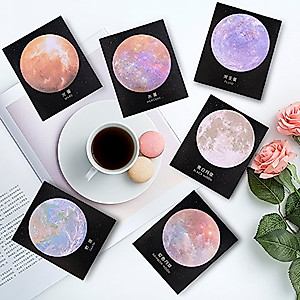 GTHER Planet Sticky Note, Moon Earth Sticky Notes Cute Fun Cool Circle Self-Adhesive Note Self-Stick Memo Pad Notes for College Classroom Office Notebook(6 Pads, Planet)