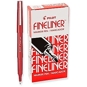 PILOT Fineliner Marker Pens, Fine Point, Red Ink, 12-Pack (11015)
