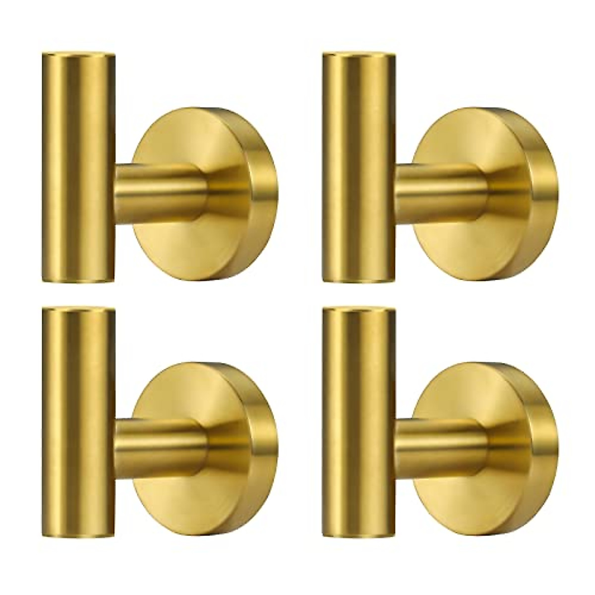 GRANTENOV Bathroom Towel Hooks Hanger Brushed Gold SUS304 Stainless Steel Brushed Brass Heavy Duty Robe Clothes Coat Hooks Holder for Shower Kitchen Garage Laundry Room Hotel Wall Mounted,4-Pack