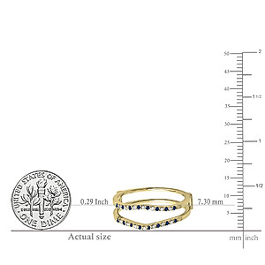 Dazzlingrock Collection Round Alternate Blue Sapphire & White Diamond Wedding Enhancer Guard Ring for Women in 14K Yellow Gold, Size 6