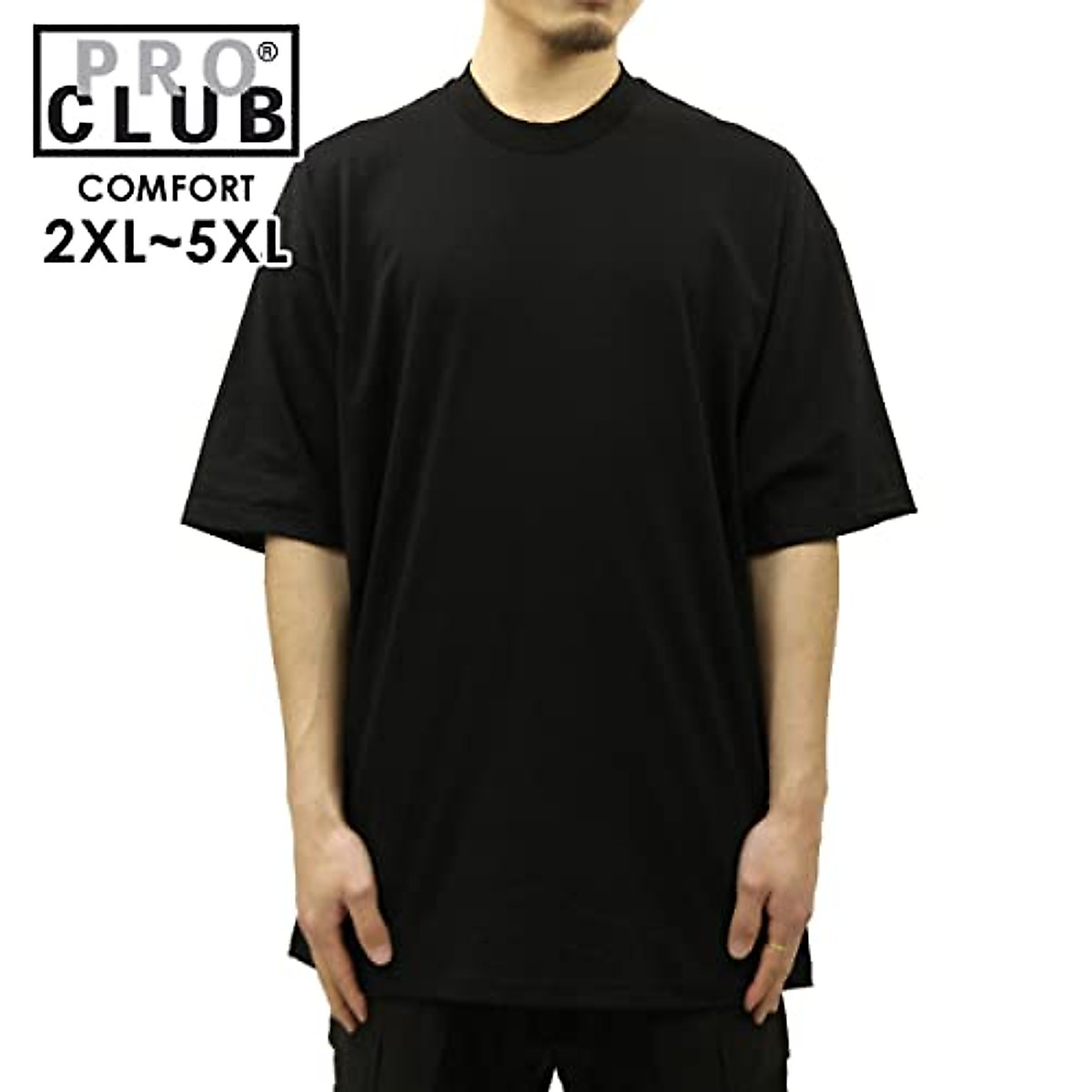 Pro Club Men's Comfort Cotton Short Sleeve T-Shirt, Black, Large