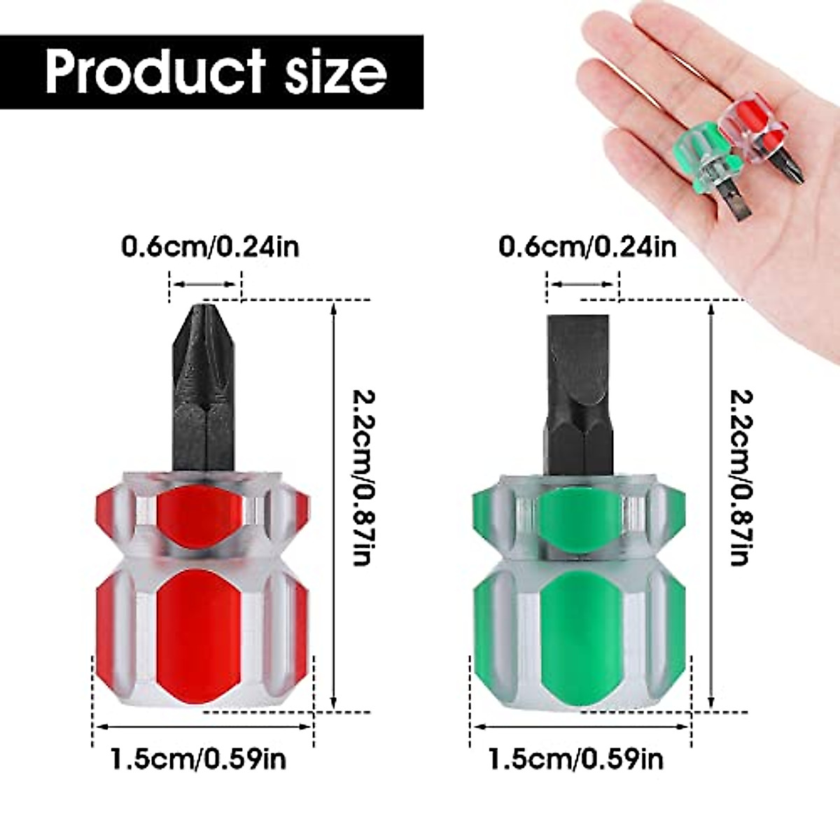 Grevosea 2PCS Sewing Machine Screwdriver Mini Stubby Screwdriver Portable Sewing Screwdriver Tools Cross Head Screwdriver for Sewing Machine Repairing Accessories, One Flat Head and One Phillips