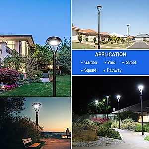 LED Post Top Light with Dusk to Dawn Photocell, 80W/100W/120W/150W Power Tunable (130lm/w) 3CCT (3000k-4000k-5000k) Outdoor Post Light for Garden Pathway Yard Street Area Lighting- DLC/ETL Listed