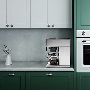 Restlrious Commercial Coffee Maker 24-Cup Drip Coffee Machine, Automatic Pour Over Coffee Brewer with 4 Warmer Pads and 2 Glass Decanter in 1.8L Capacity, Stainless Steel Cafetera Silver