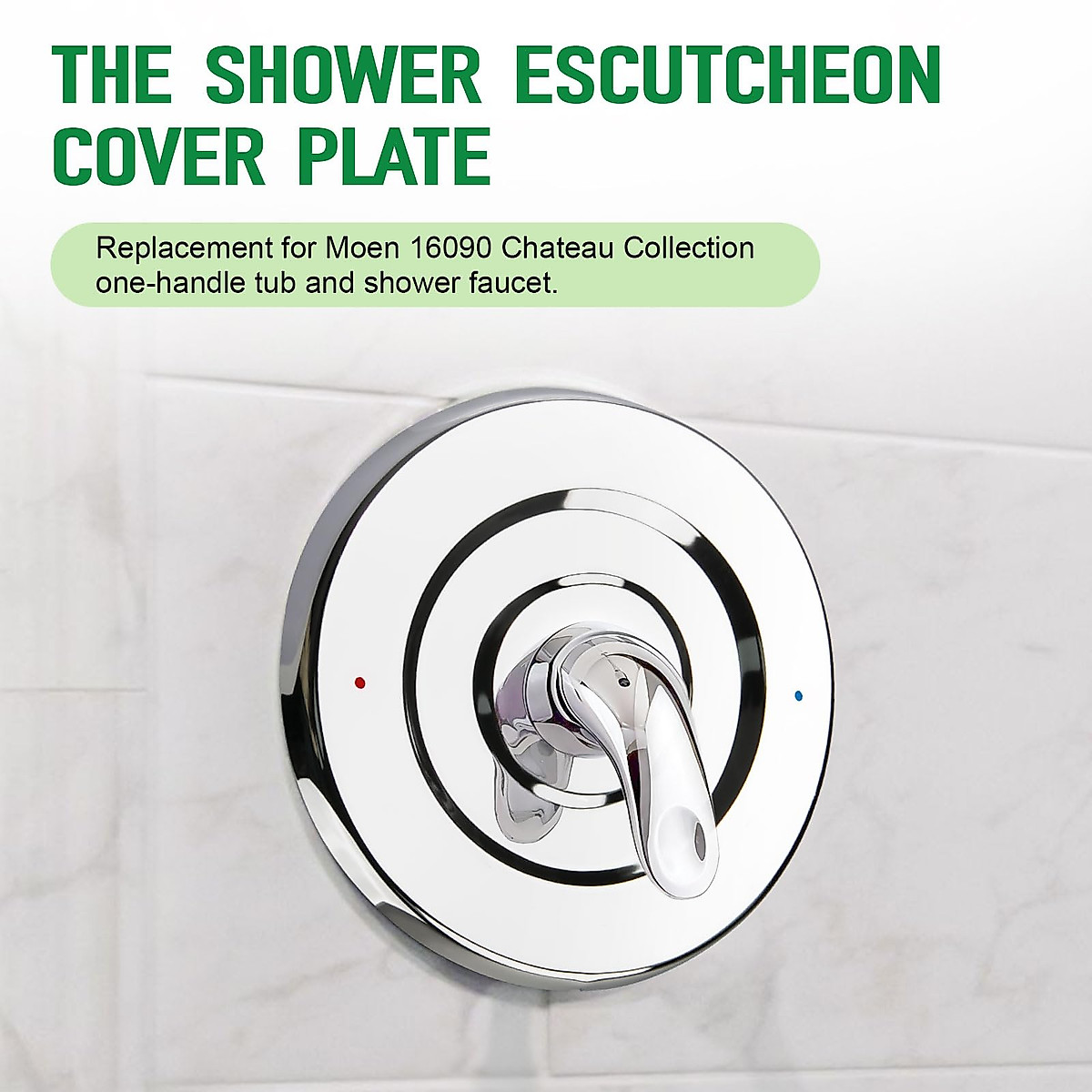 Shower Faucet Cover Plate Escutcheon for Moen 16090 Chateau Collection, Shower Valve Cover Plate, Shower Trim Kit Part for One-Handle Tub and Shower Faucets, 1 Pack