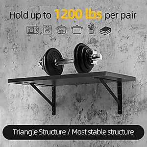 HOME MASTER HARDWARE Heavy Duty Shelf Brackets 12 inch x 8 inch Metal Shelves Supports 90 Degree Triangle Wall Mount Angle L Bracket for Floating Shelving with Screws Black 10-Pack