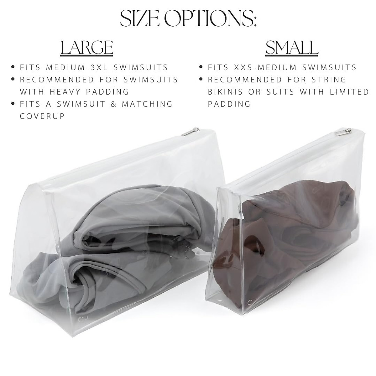 Caitlin Jaymes Bikini Organizing Bags (Pack of 10) - Clear Swimwear Storage Bags for Closet | Drawer Organization for Women's Swimsuits - Small