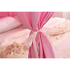 Mengersi Solid Four Corner Post Bed Curtain Canopy Princess Sheer Cover for Girls Boys Kids (Twin, Pink)
