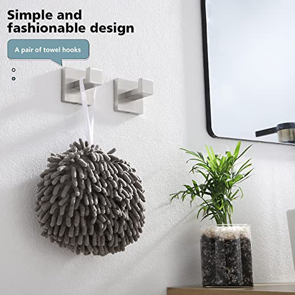 KOKOSIRI 24-Inch Single Towel Bar, Bathroom Towel Holder, Bath Towel Hook Square Robe Hook Coat Hook, Wall Mounted, SUS 304 Stainless Steel, Brushed Steel, B05A3-BR-L24