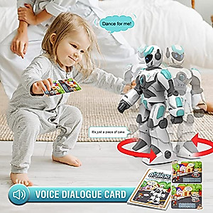 FUUY Large Robot Toy for Kids 17inch Interactive Boy Robots Toys with Voice Control & Gesture Sensing and Programmable Music LED Emoji Faces Moonwalking Dance Birthday Gift Present Kid 3 4 5 6 7 8-12