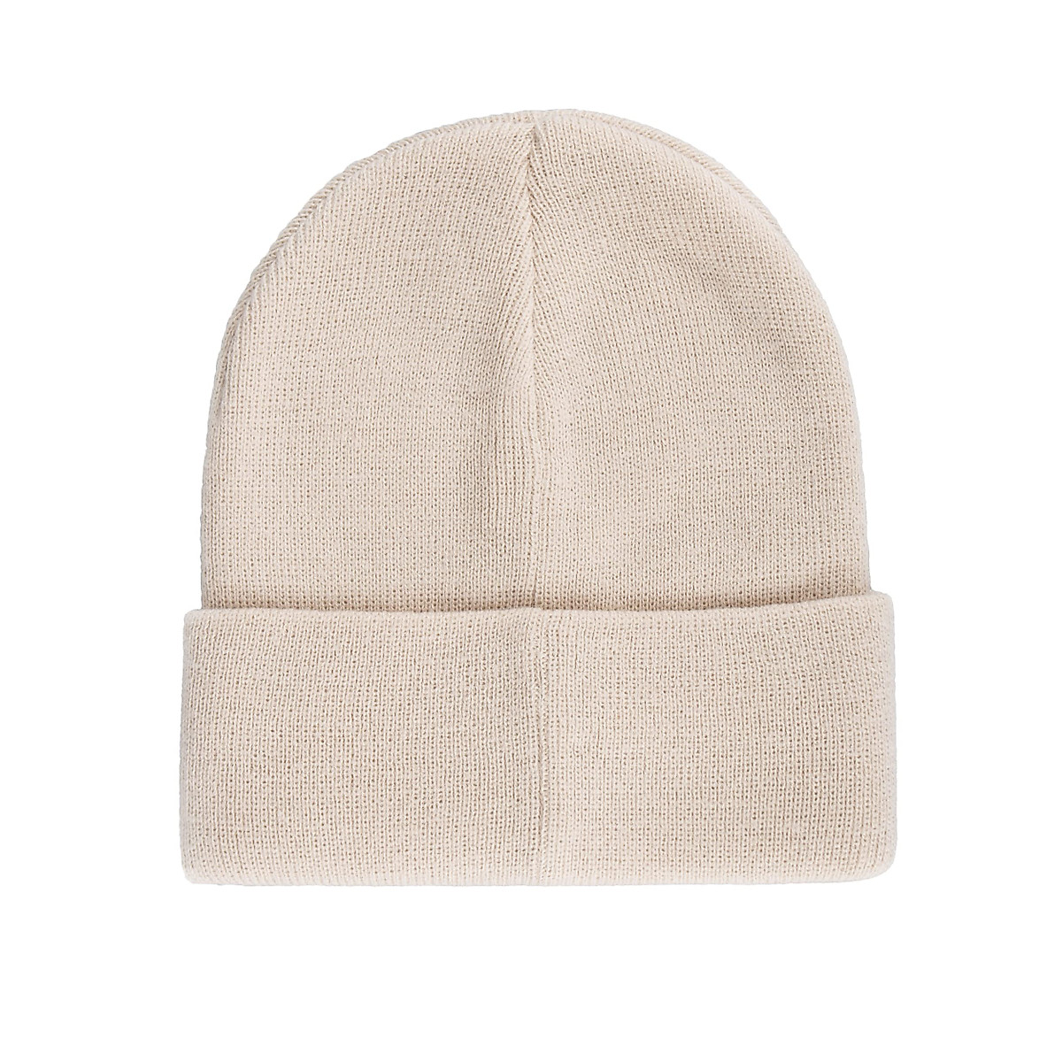 Levi's Unisex Adult All Season Comfy Leather Logo Patch Cuffed Hero Beanie Hat, Cream Solid