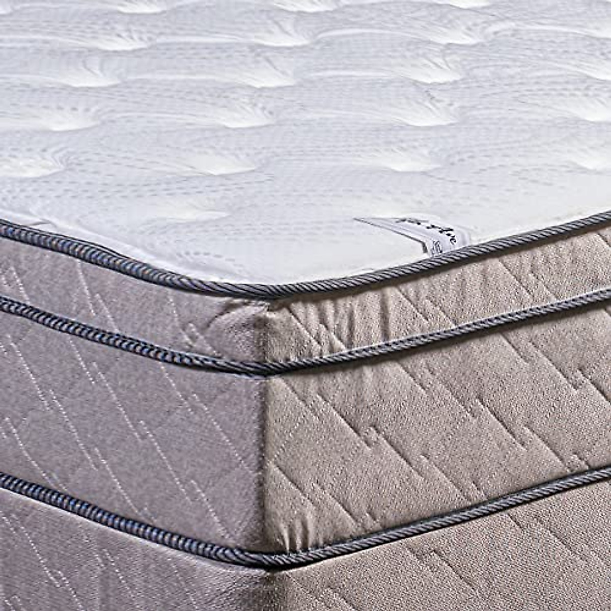 Mattress Comfort, 13-Inch Soft Foam Encased Hybrid Eurotop Pillowtop Memory Foam Gel Innerspring Mattress & 8" Wood Box Spring Set, Full XL