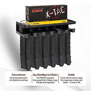 Adoreal Solid ABS Standard A15 Magazines Rack Wall Mount with Storage Shelf, Mag Holder Wall Mount, Wall Magazines Display Fit Gen 1 Magazines