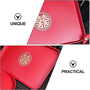 Red Tea Serving Tray Chinese Wedding Dessert Plate Tray Food Serving Tray Decorative Tray Organiser Ottoman Coffee Table Countertop for Bridal Shower Wedding