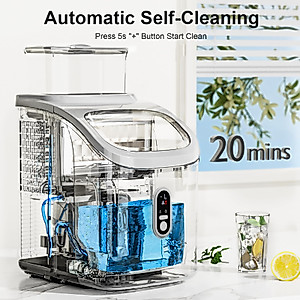 Ice Cube Maker Antarctic Star Countertop Ice Machine, 2 Ways to Add Water, 30Lbs/24H, 16Pcs/13Mins, Self-Cleaning, Ice Scoop&Ice Basket, for Kitchen/Office/Bar (Grey)