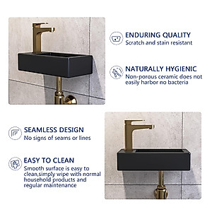 DeerValley DV-1V081R Liberty Wall Mount Sink, Rectangle Mini Vessel Sink,Small Bathroom Cloakroom White Porcelain Ceramic Wash Basin (Right Hand)