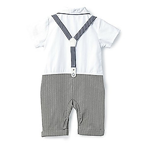 HeMarIsle HMD Baby Boy Gentleman White Shirt Bowtie Tuxedo Onesie Jumpsuit Overall Romper（0-18M） … (A Grey, 70(3-6 Month))