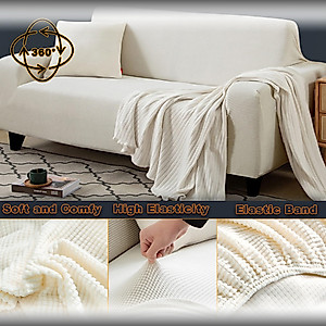 AYLFBFU Waterproof L Shaped Couch Cover Elastic Small Checks Easy Fit, Sofa Slipcovers for 4 Seater with Foam Sticks & Elastic Straps, Couch Set for Kids, Dogs, Pets, Dark Blue